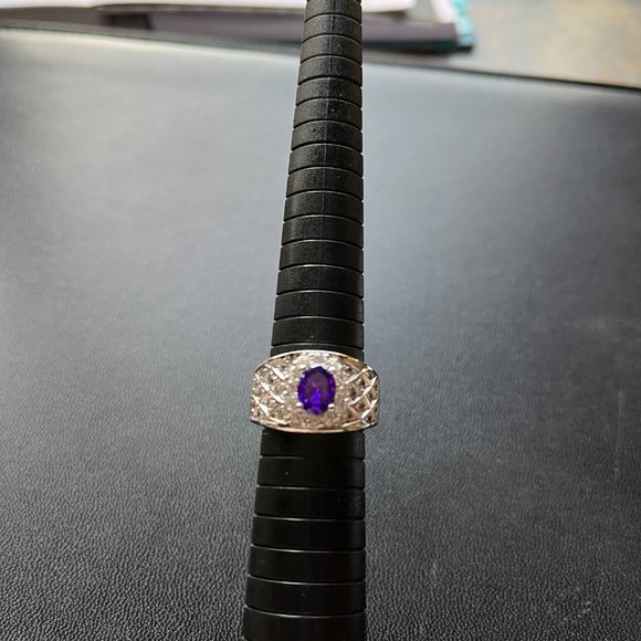 Jewelry | Purple Stoned Silver Ring | Poshmark